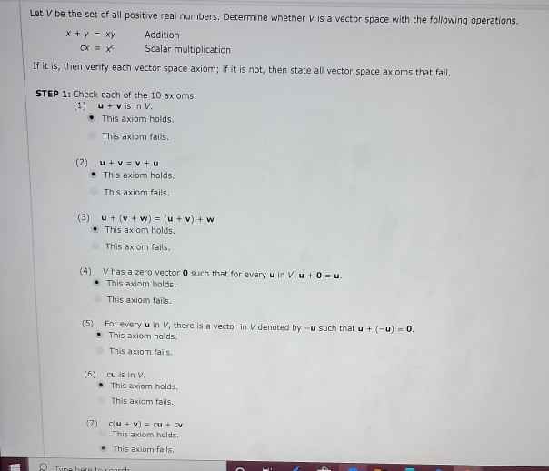 Solved Let V be the set of all positive real numbers. | Chegg.com Solved Let V be the set of all positive real numbers. | Chegg.com