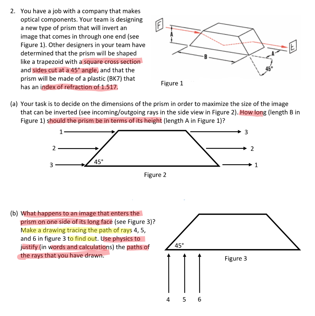 Solved 2. You have a job with a company that makes optical | Chegg.com