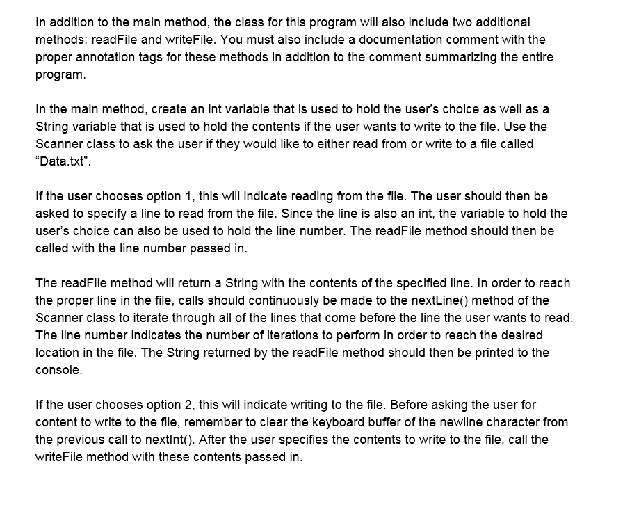 Solved In addition to the main method, the class for this | Chegg.com