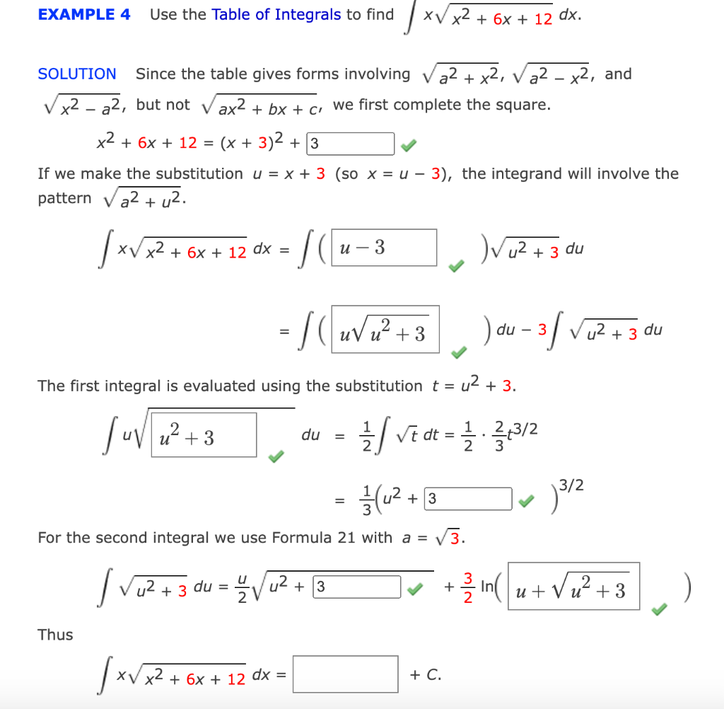 Solved EXAMPLE 4 Use the Table of Integrals to find x√ x² + | Chegg.com