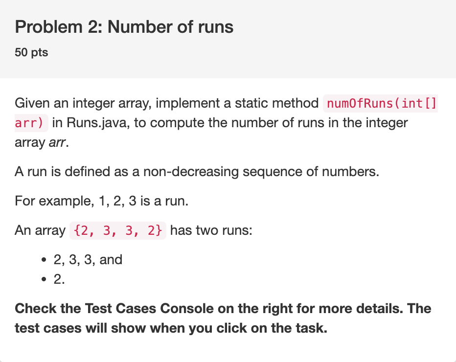 Solved Problem 2 Number Of Runs 50 Pts Given An Integer 
