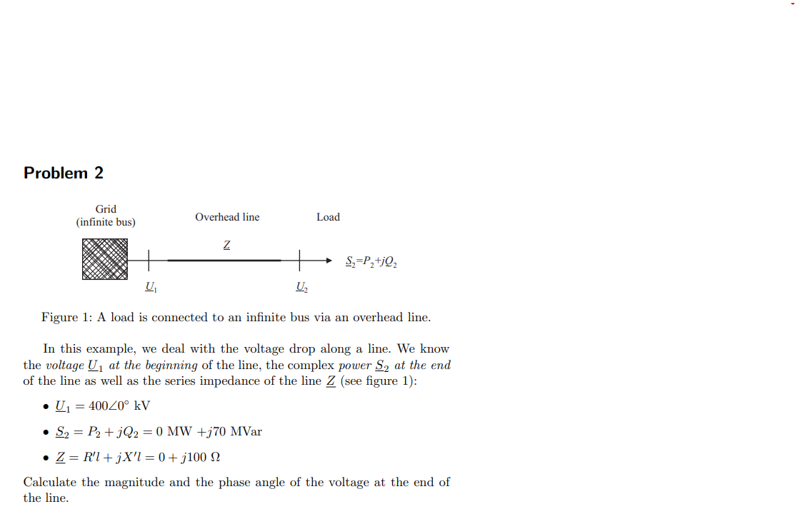 Solved Problem 2 Grid (infinite bus) Overhead line Load Z | Chegg.com