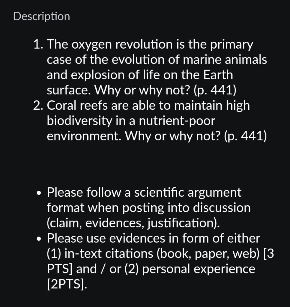 escription 1. The oxygen revolution is the primary | Chegg.com