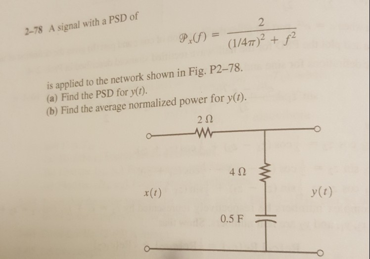 Solved 2-78 A signal with a PSD of 2 is applied to the | Chegg.com
