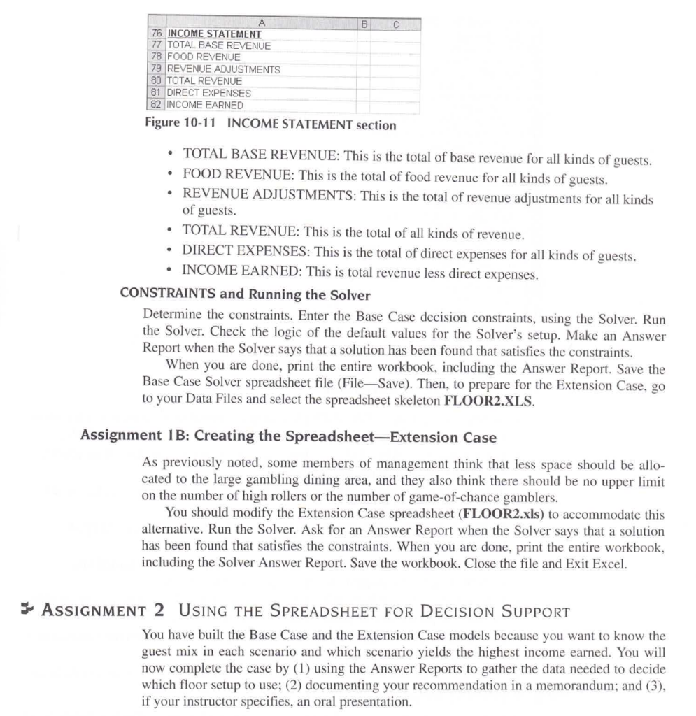 Assignment 1 Creating a Spreadsheet for Decision | Chegg.com