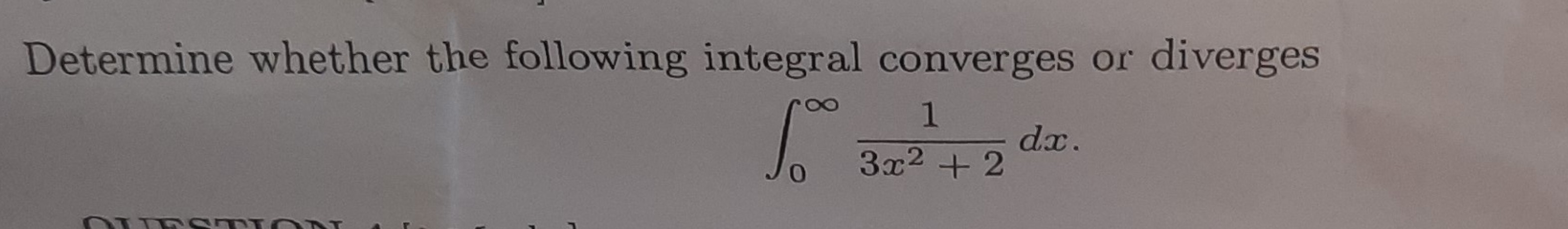 Solved Determine whether the following integral converges or | Chegg.com
