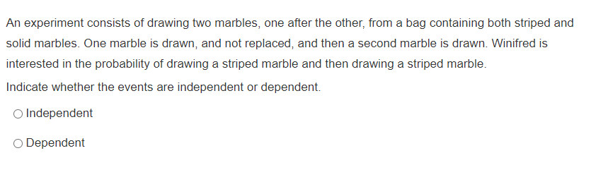Solved An experiment consists of drawing two marbles, one | Chegg.com