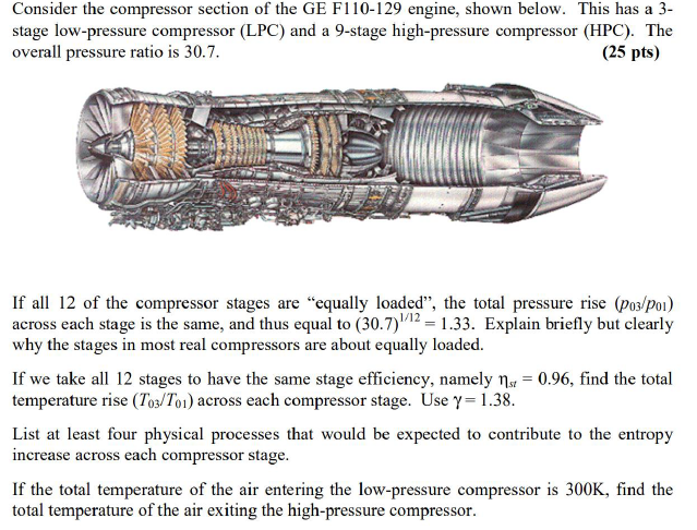 Solved Consider the compressor section of the GE F110-129 | Chegg.com