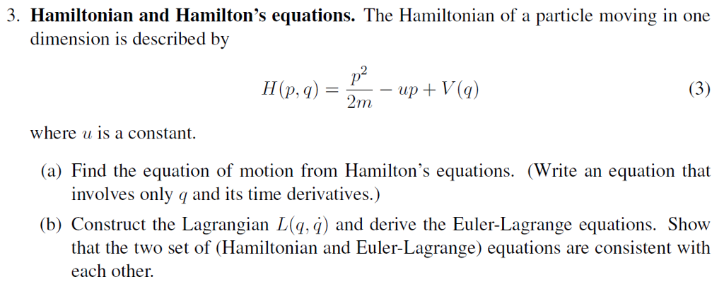 Solved . Hamiltonian and Hamilton's equations. The | Chegg.com