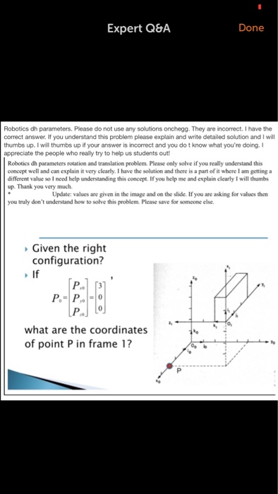 Robotics homogeneous transformation matrix. Rotations | Chegg.com