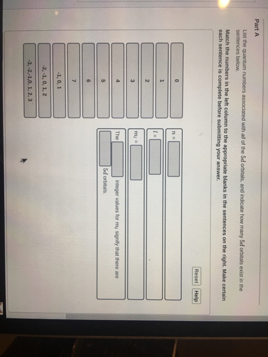 Solved List the quantum numbers associated with all of the | Chegg.com
