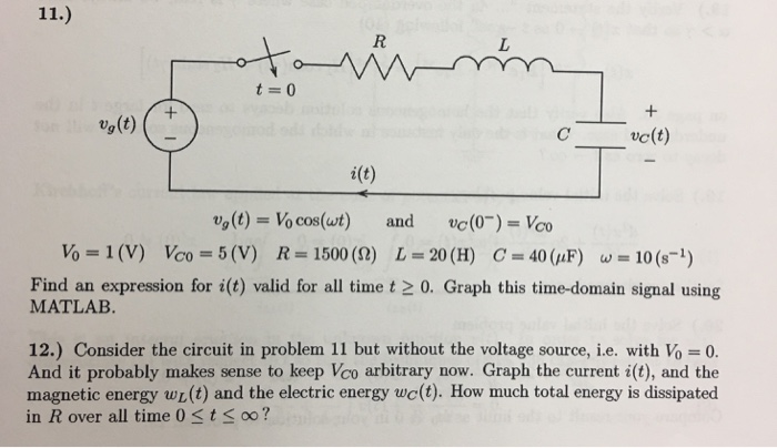 Solved upsilon_g(t) = v_0 cos(omega t) and upsilon_C(0^-) | Chegg.com