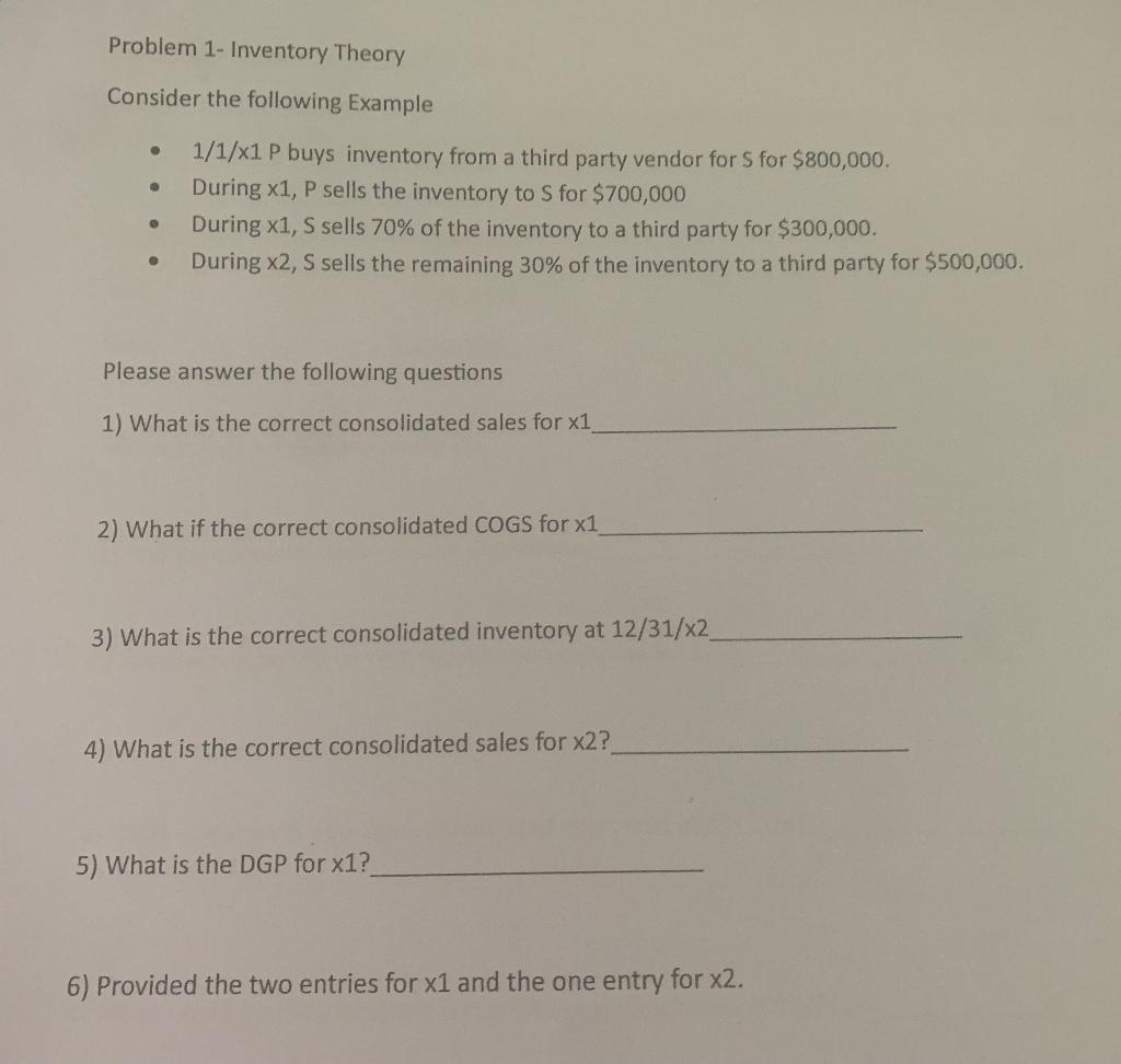 Problem 1- Inventory Theory Consider the following | Chegg.com