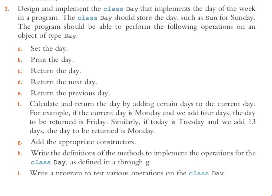 Solved Java program- You will have a class named Day and a | Chegg.com
