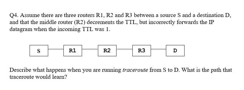 Solved Q4. Assume there are three routers R1, R2 and R3 | Chegg.com