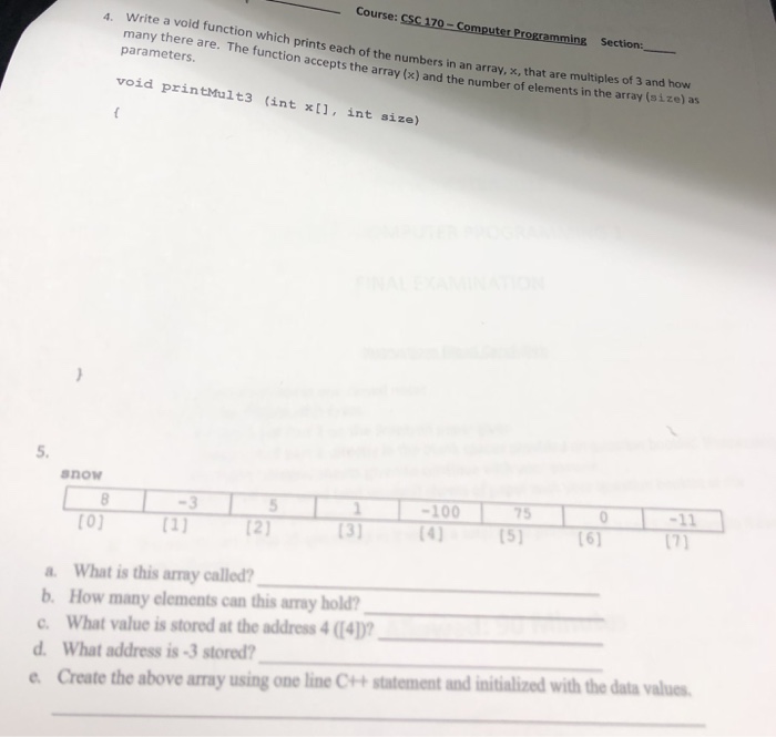 Solved Course: SS Section: Write a void function which | Chegg.com