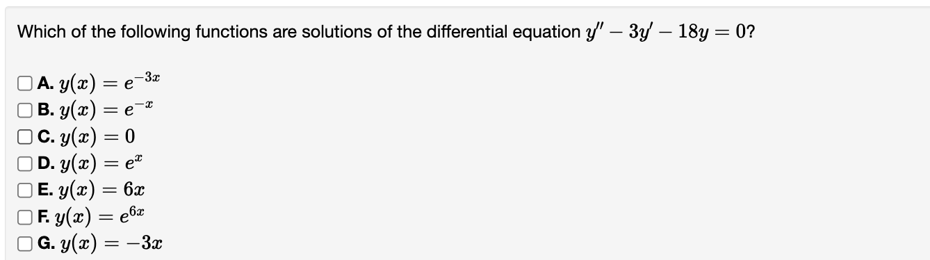 Solved Which of the following functions are solutions of the | Chegg.com