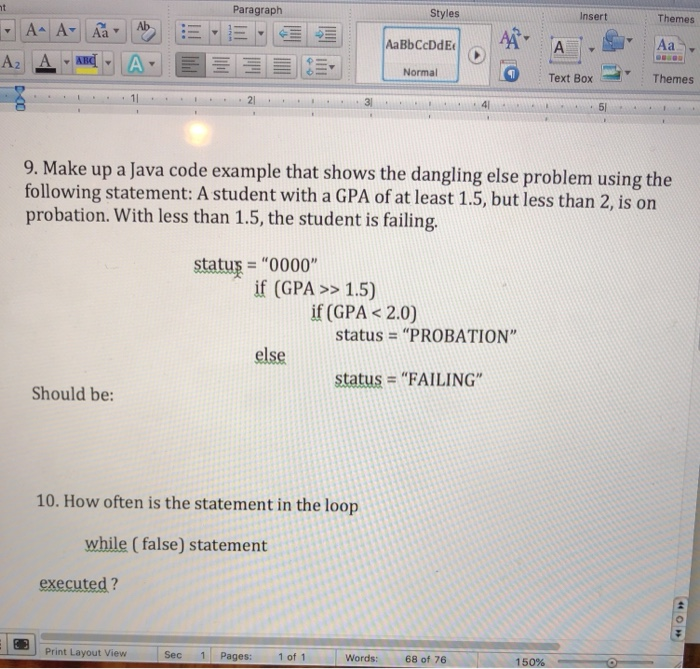 Solved Paragraph Styles Insert Themes wThemes Text Box | Chegg.com