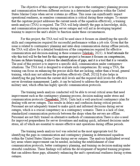 Solved Based on your needs analysis and your capstone | Chegg.com