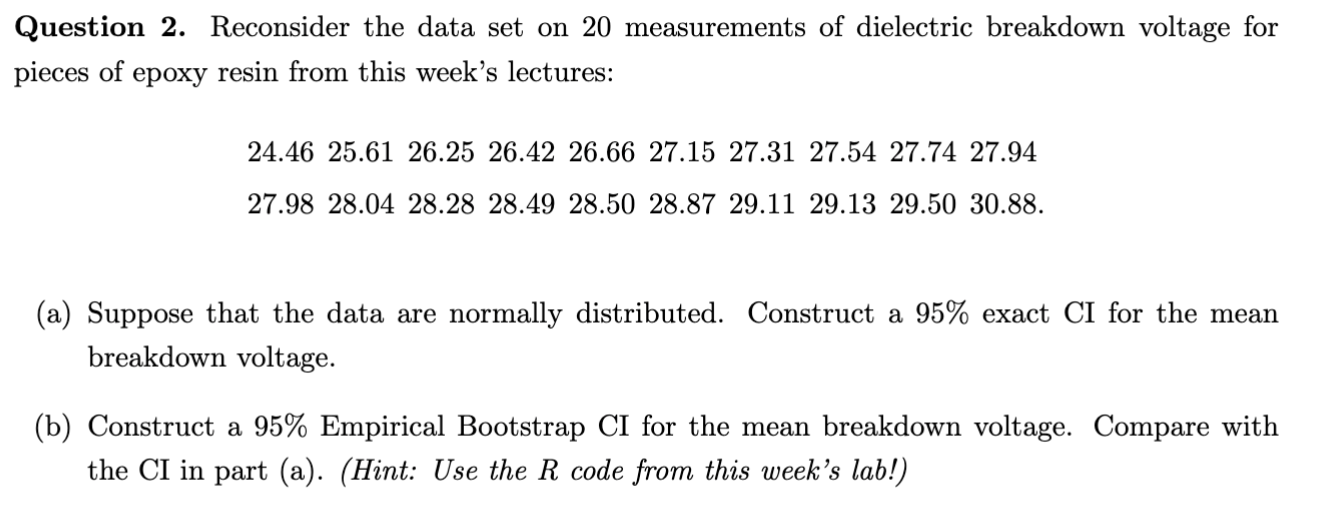 Solved Question 2. Reconsider the data set on 20 | Chegg.com
