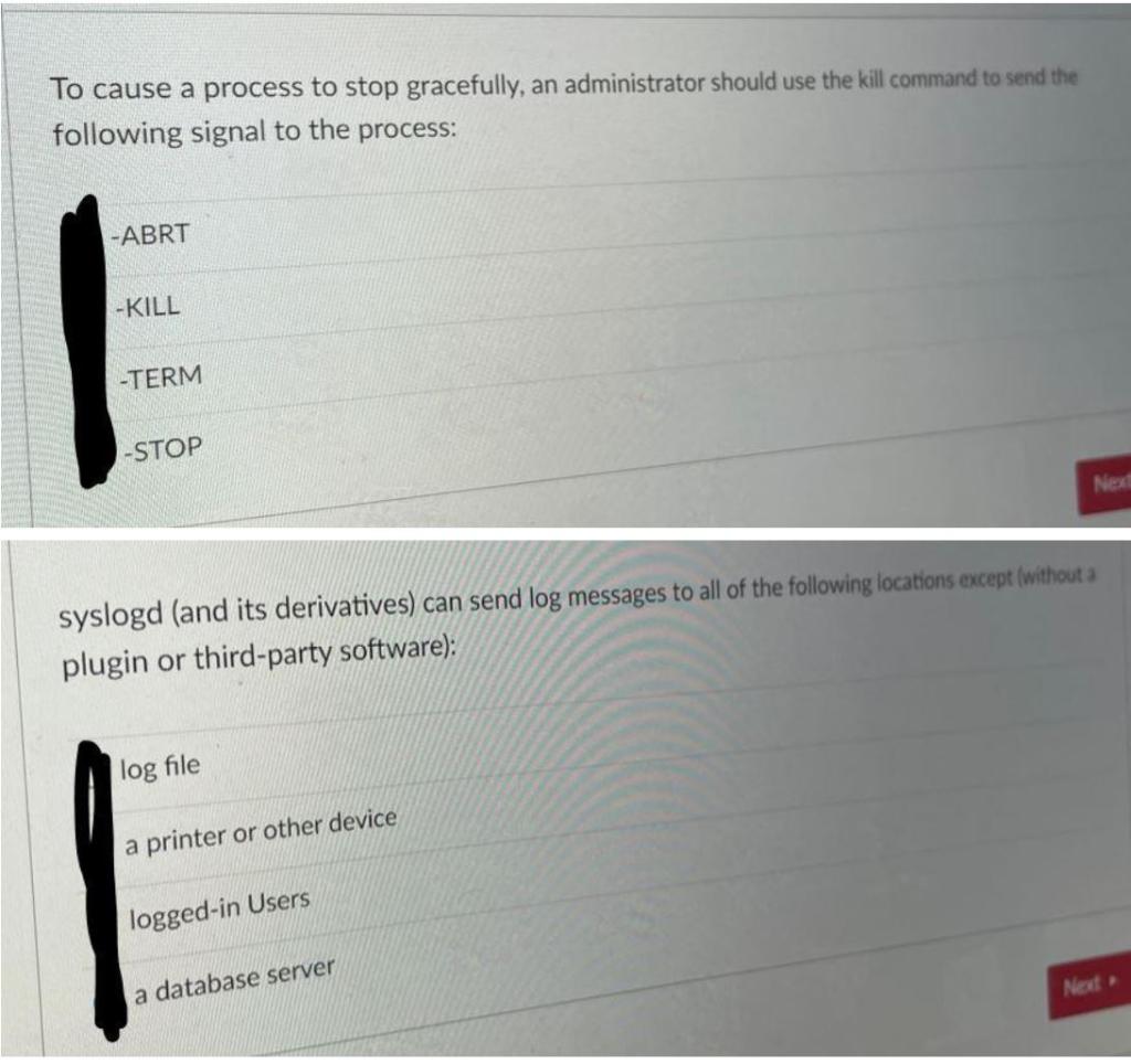 Solved To cause a process to stop gracefully, an | Chegg.com