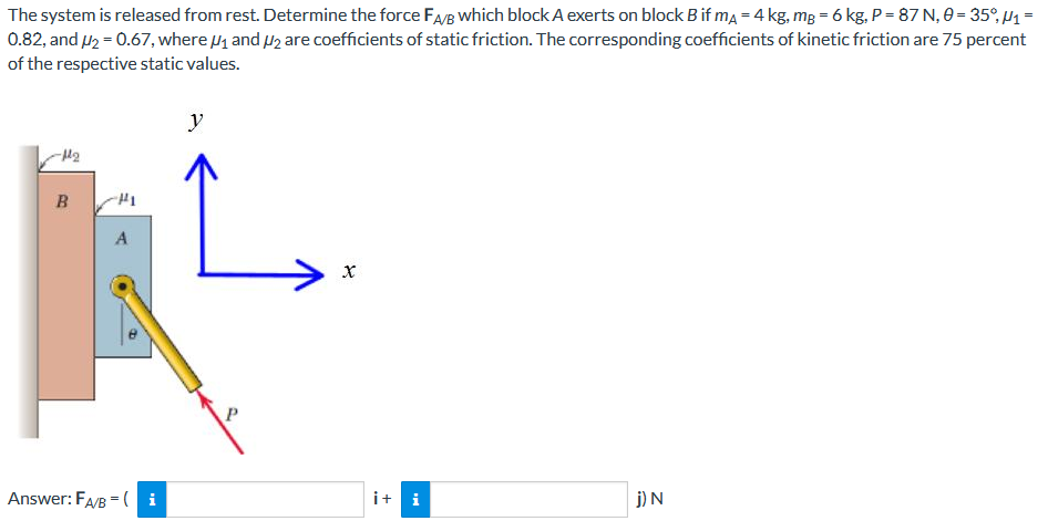 Solved The system is released from rest. Determine the force | Chegg.com