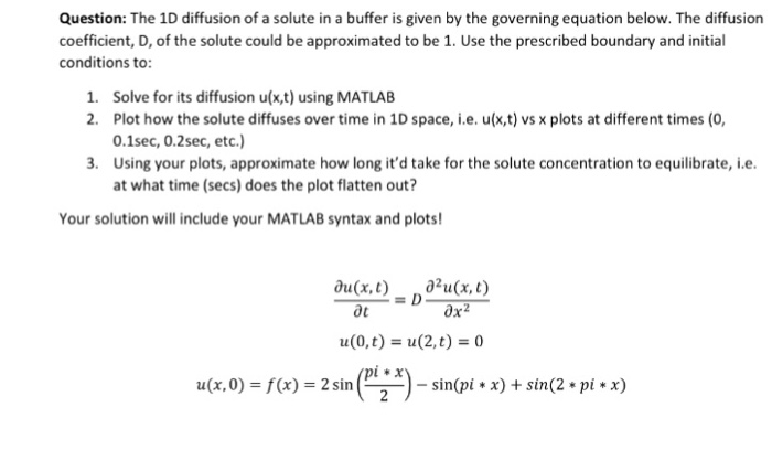 Solved Question: The 1D diffusion of a solute in a buffer is | Chegg.com