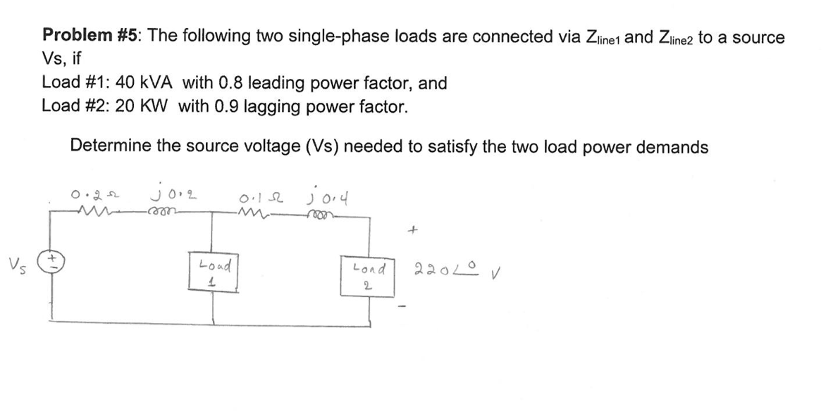 Solved Problem #5: The following two single-phase loads are | Chegg.com