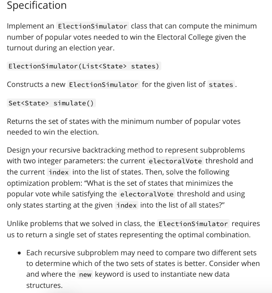Election Simulator The President of the United States | Chegg.com