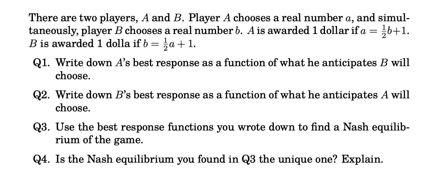 Solved There are two players, \( ﻿A \) ﻿and \( ﻿B \). | Chegg.com
