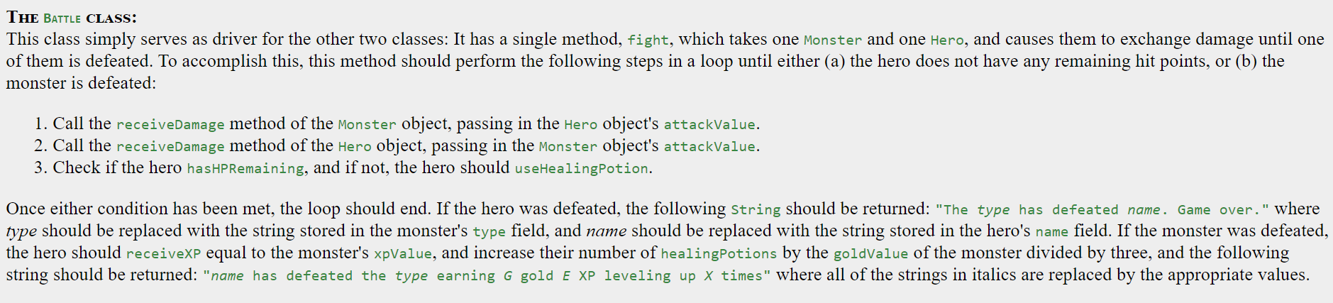 Solved T HE MoNSTER CLASS: This class will represent | Chegg.com