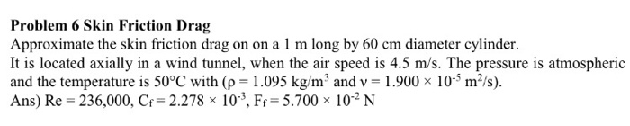 Solved Problem 6 Skin Friction Drag Approximate the skin | Chegg.com