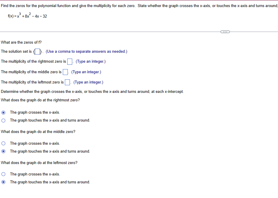 Solved Find the zeros for the polynomial function and give | Chegg.com