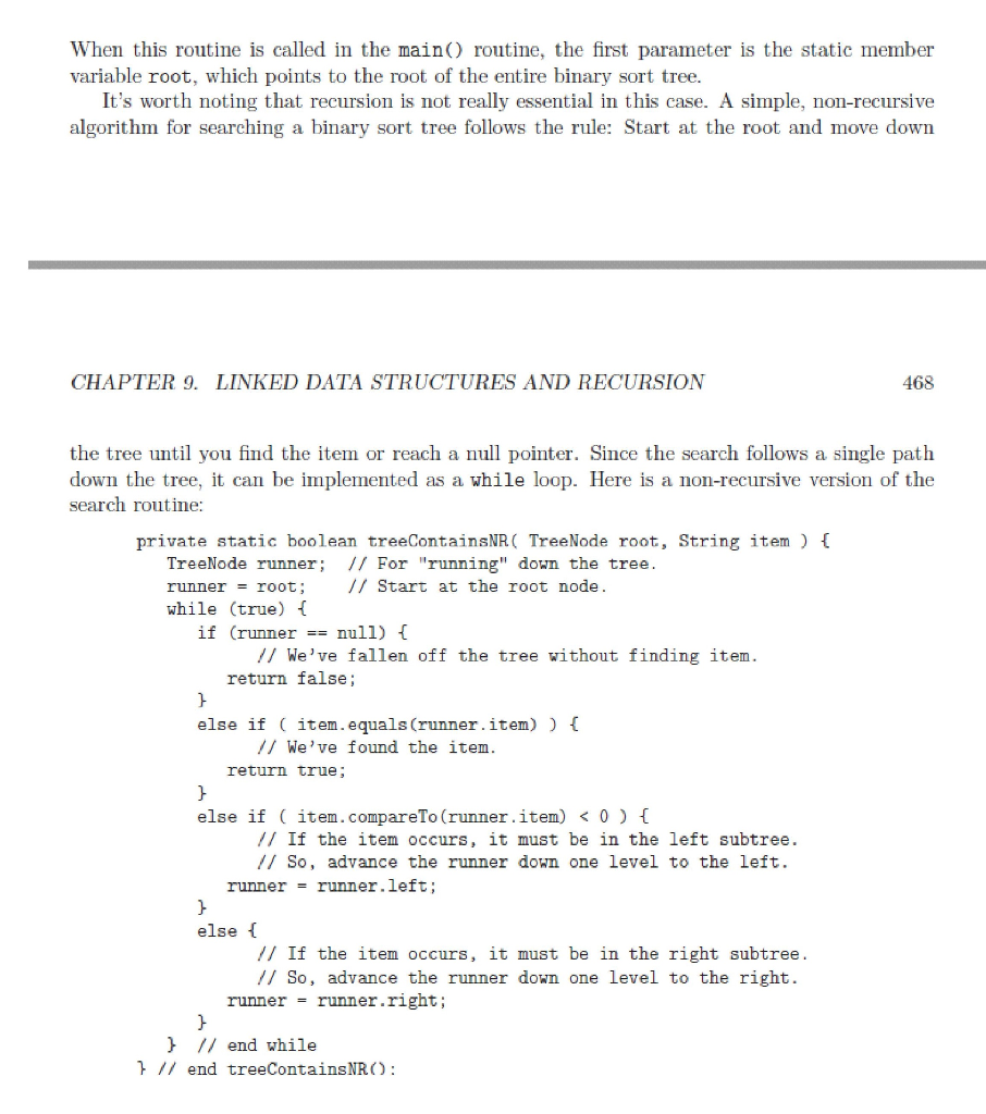 JAVA In Subsection 9.4.2, the textbook says that "if | Chegg.com