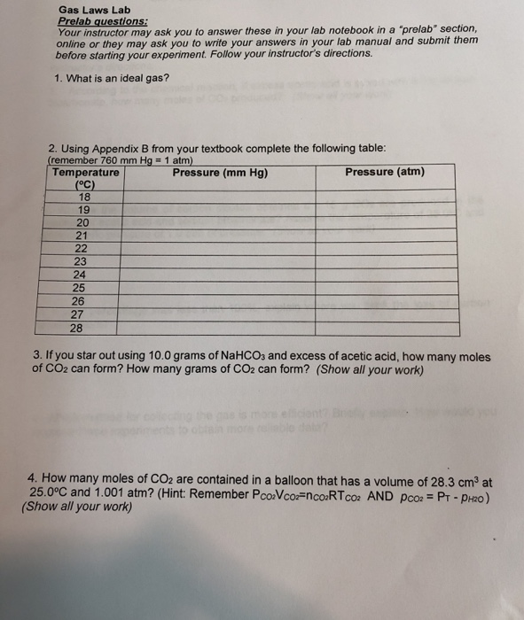Solved Gas Laws Lab Prelab questions: Your instructor may | Chegg.com