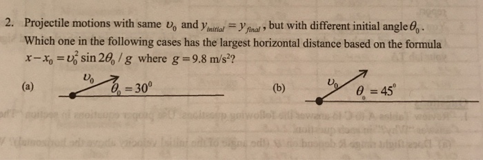 Solved Projectile motions with same v_0 and y_initial = | Chegg.com