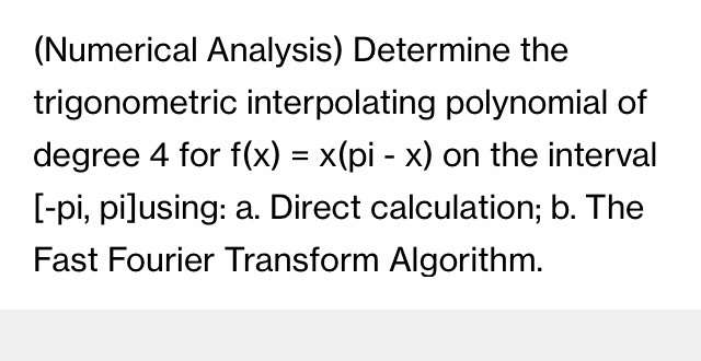 Solved Numerical Analysis Determine The Trigonometric 4005