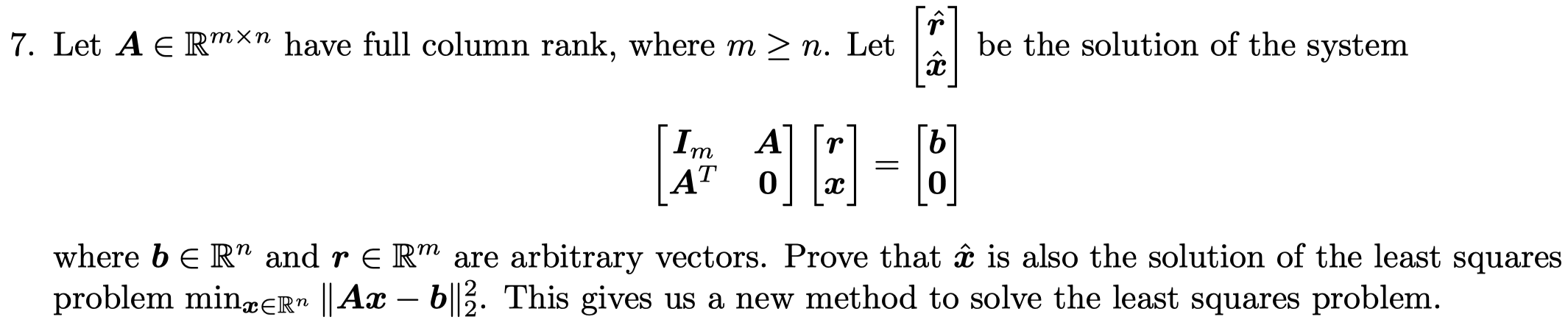 Solved Let A∈Rm×n have full column rank, where m≥n. Let | Chegg.com