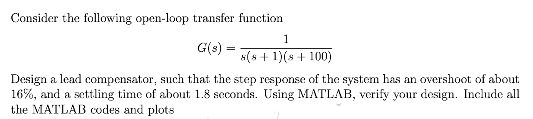 Solved Consider the following open-loop transfer function | Chegg.com