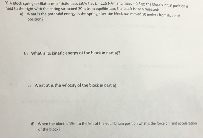 Solved A block spring oscillator on a frictionless table has | Chegg.com