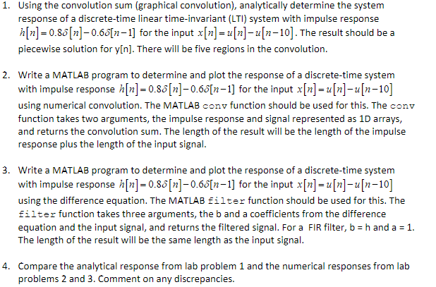 Solved 1. Using the convolution sum (graphical convolution), | Chegg.com
