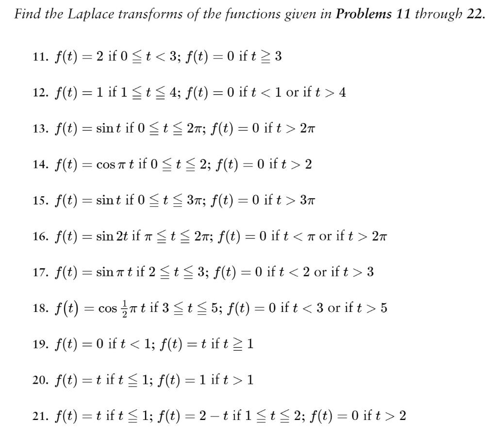 Solved Find the Laplace transforms of the functions given in | Chegg.com