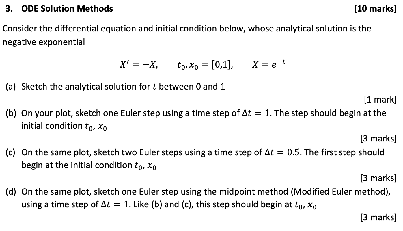 Solved 3. ODE Solution Methods [10 marks] Consider the | Chegg.com