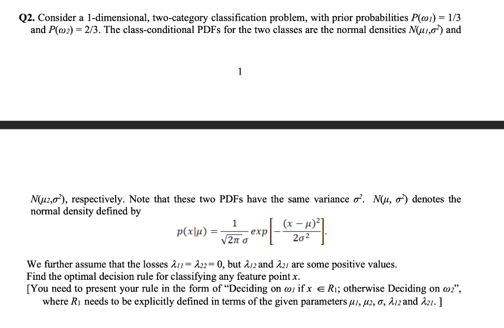 Solved Q2. Consider a 1-dimensional, two-category | Chegg.com