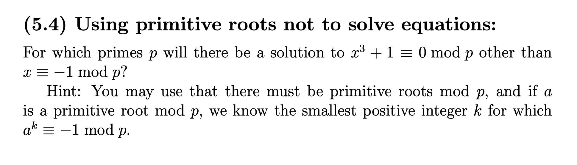 Solved (5.4) Using primitive roots not to solve equations: | Chegg.com