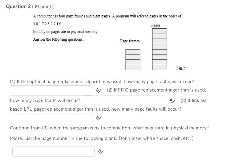 Solved Question 2 (30 points) A computer has four page | Chegg.com