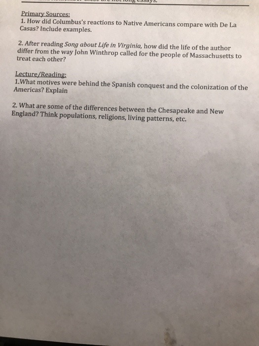 Solved 1. How did Columbus's reactions to Native Americans | Chegg.com