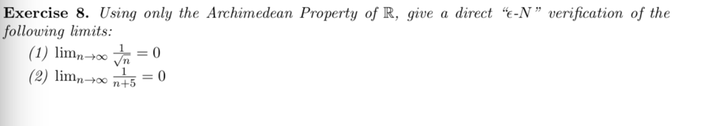 Solved Exercise 8. Using only the Archimedean Property of R, | Chegg.com