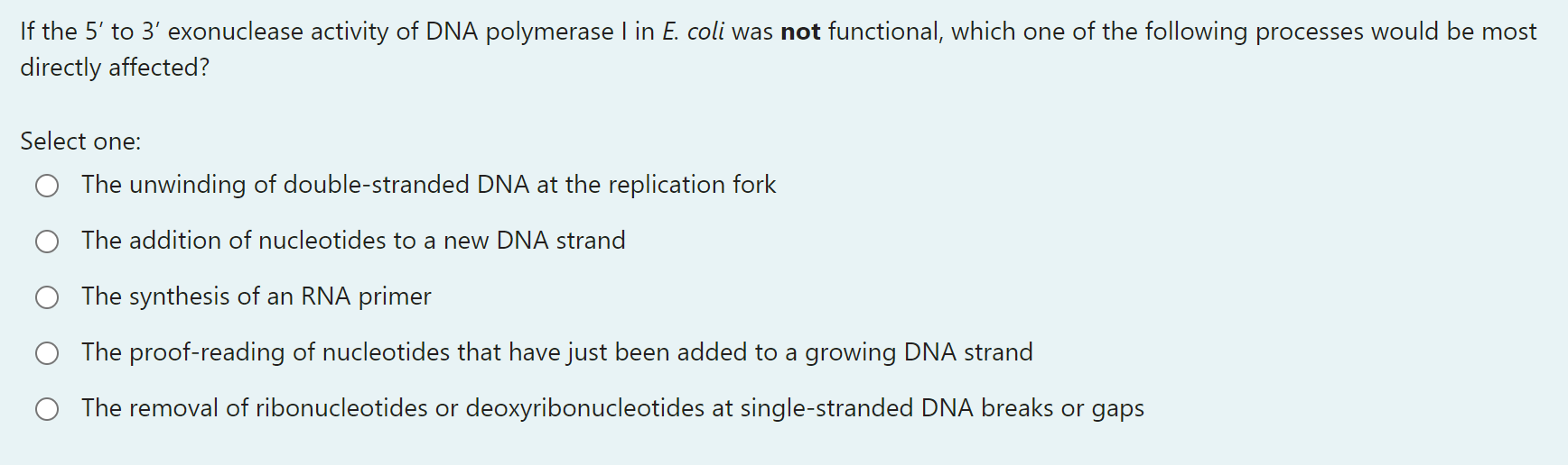 If the 5' to 3' exonuclease activity of DNA | Chegg.com