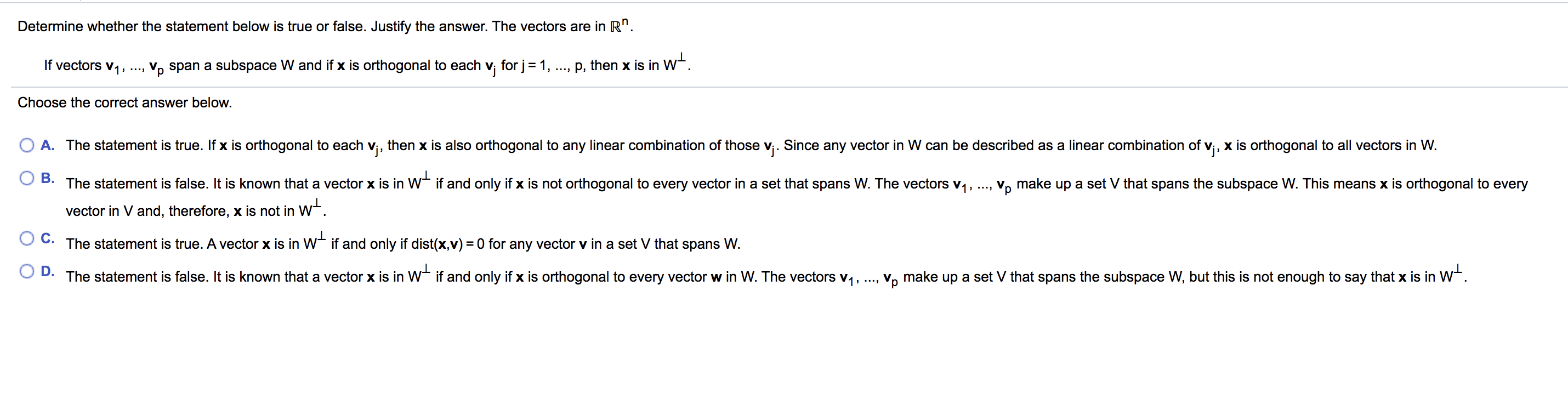 Solved Determine whether the statement below is true or | Chegg.com